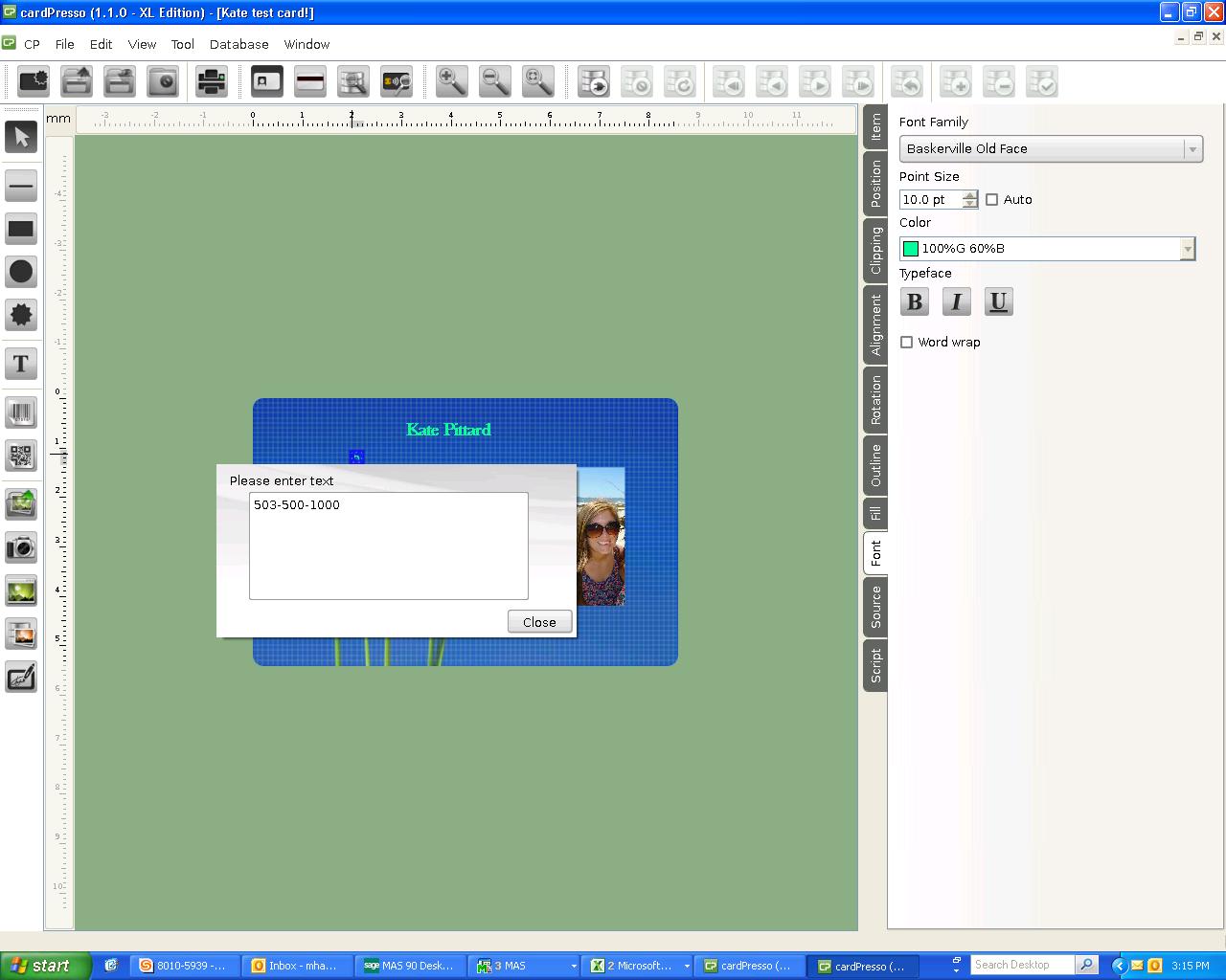 CardPresso Adding Text TransTech Systems Inc